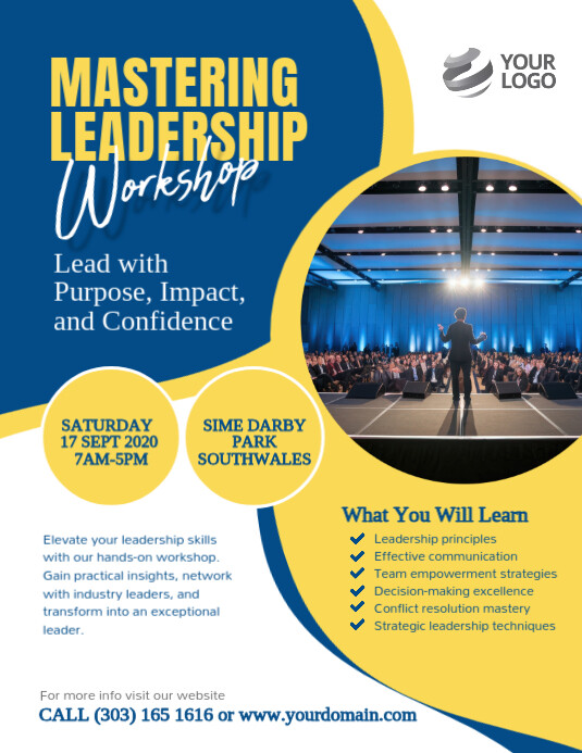 Blue Professional Leadership Workshop Seminar Flyer Flyer (us Letter ...