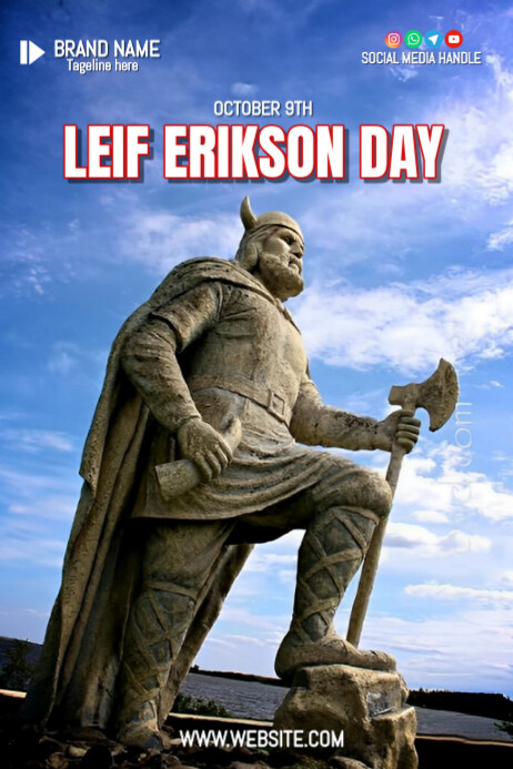 Blue Professional Leif Erikson Day Poster Template | PosterMyWall