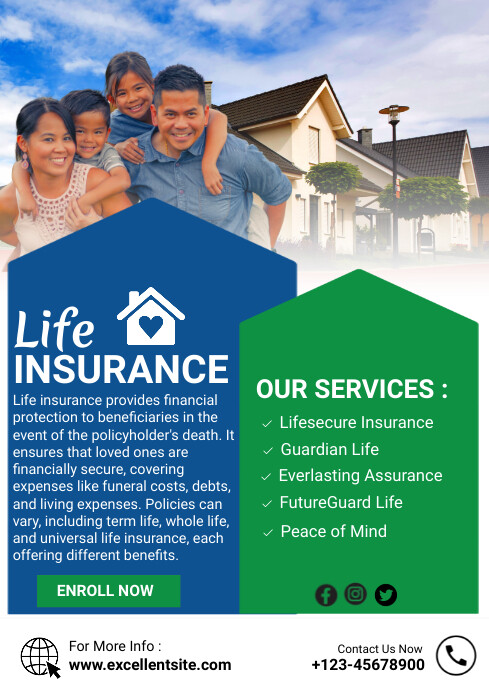 Copy of Blue Professional Life Insurance A4 | PosterMyWall