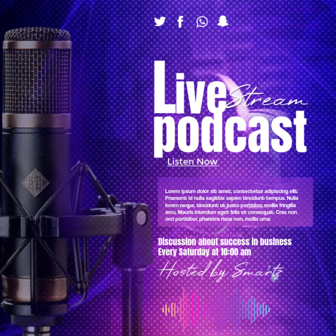 Blue Professional Live Stream Podcast Flyer Instagram Post Template ...