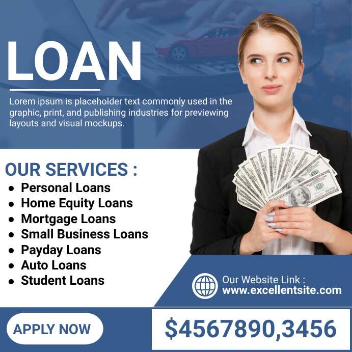 Blue Professional Loan Services Instagram Pos Template | PosterMyWall