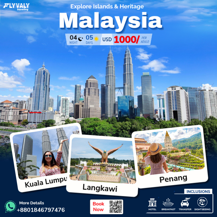 Blue Professional Malaysia Tour Package Ads Design Template Instagram ...