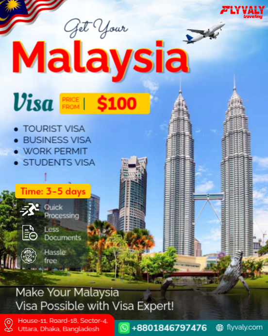 Blue Professional Malaysia Visa Ads Design Template Instagram Portrait ...