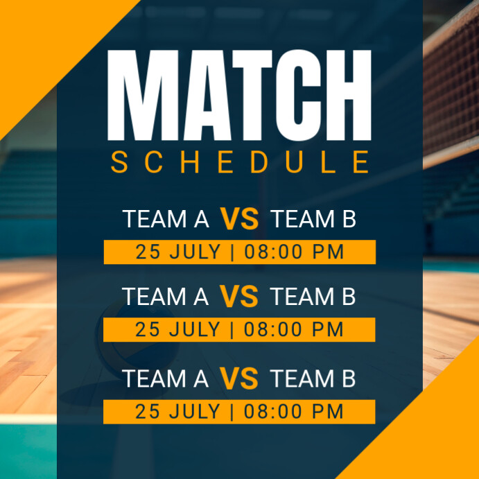 Blue Professional Match Schedule Instagram Post Template | PosterMyWall