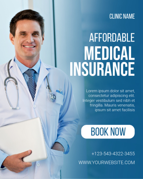 Blue Professional Medical Insurance Instagram Portrait Template ...