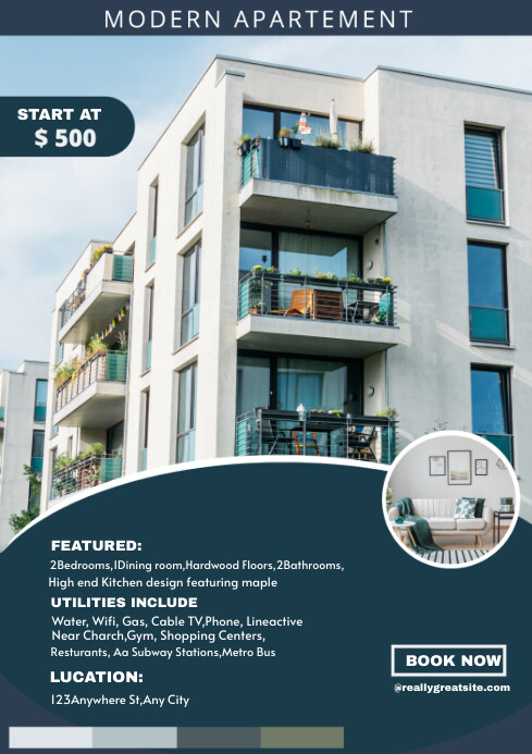 Blue Professional Modern Apartment For Sale A Template | PosterMyWall