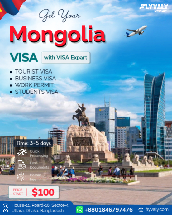 Blue Professional Mongolia Visa Processing Ads Design Template ...