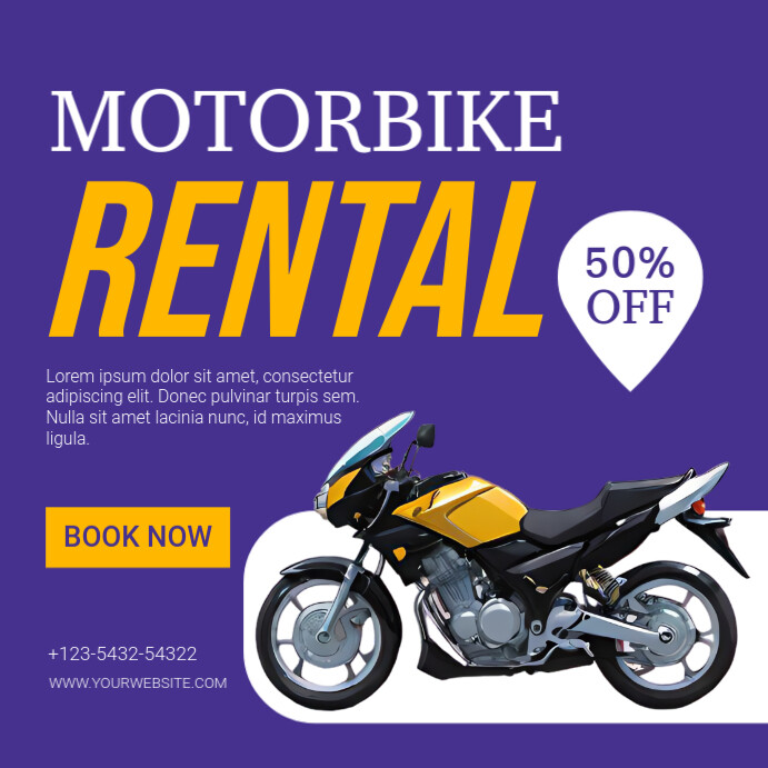 Blue Professional Motorbike Rental Instagram Post Template | PosterMyWall