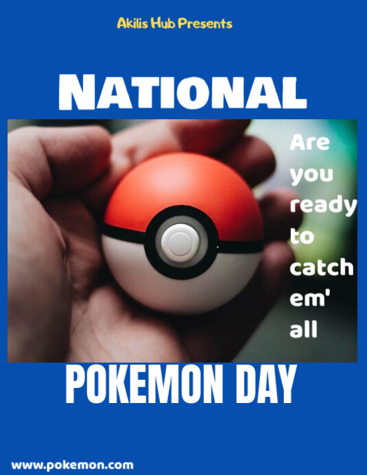 Plantilla de Blue Professional National Pokemon Day Flyer (us Letter ...