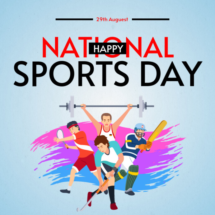 Blue Professional National Sports Day Instagram Post Template ...