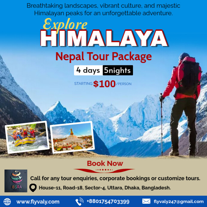 Copy of Blue Professional Nepal Himalaya Tour Package Ads Design ...