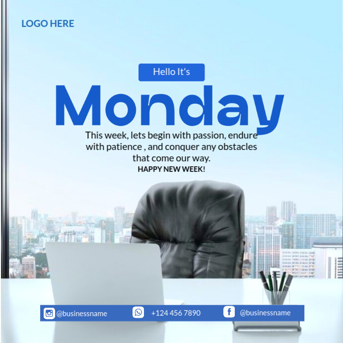 Blue Professional New Week Flyer Design Template Instagram Post ...