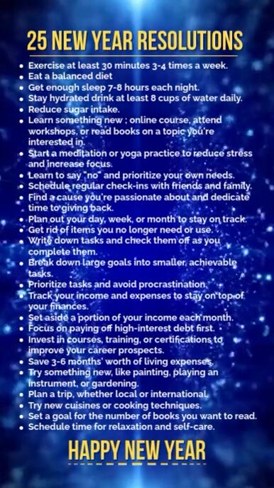 Blue Professional New Year Resolutions Instagram Story Template ...