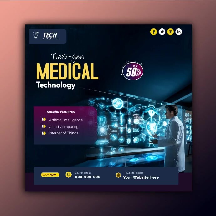 Blue Professional Next-gen Medical Ai Technol | PosterMyWall