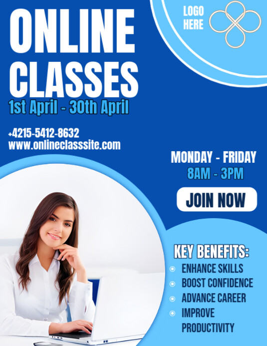 Copy of Blue Professional Online Classes Ad Flyer (us Letter ...
