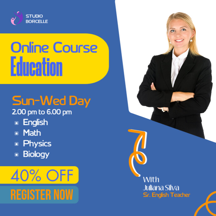 Blue Professional Online Course Instagram Post Template | PosterMyWall