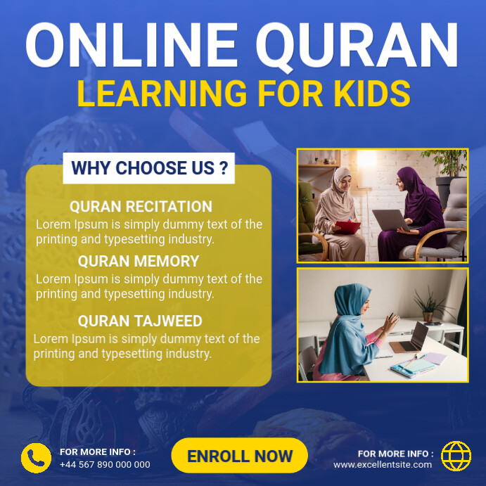 Copy of Blue Professional Online Quran Learning Instagram Post ...
