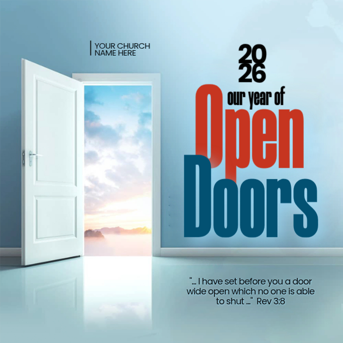 Blue Professional Open Doors New Year Church Theme Instagram Post ...