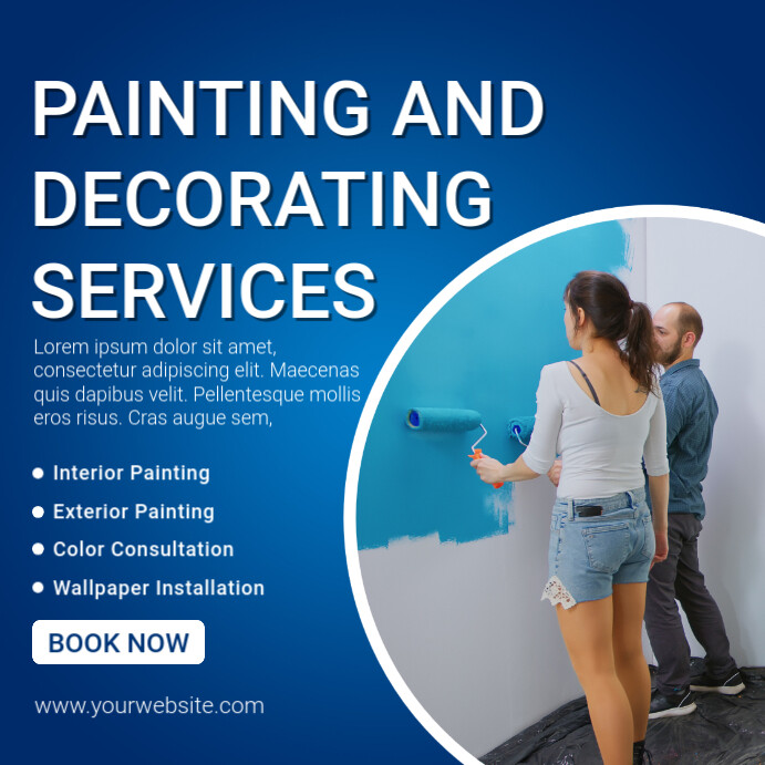 Plantilla de Blue Professional Painting And Decorating Services ...