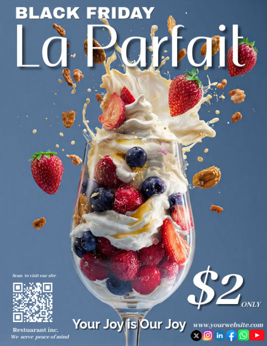 Blue Professional Parfait Advert Sales Black Friday Flyer (us Letter ...