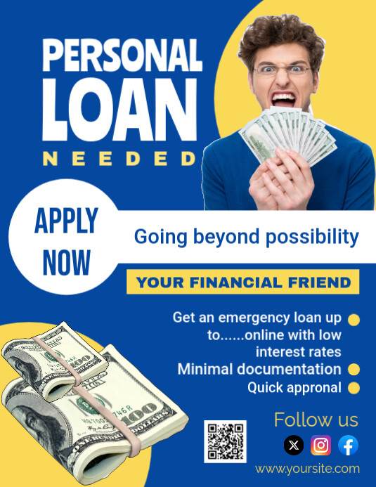 Blue Professional Personal Loan Flyer (us Letter) Template | PosterMyWall