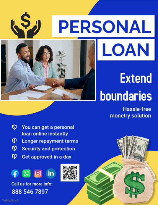 Blue Professional Personal Loan Flyer (us Letter) Template | PosterMyWall