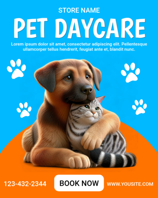 Blue Professional Pet Daycare Instagram Portrait Template | PosterMyWall