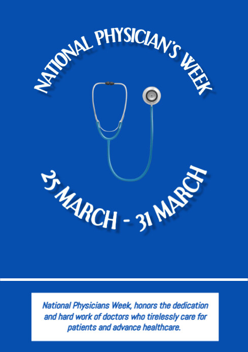 Blue Professional Physician's Week Flyer A4 Template | PosterMyWall