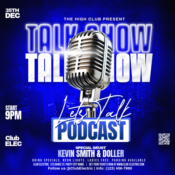 Blue Professional Podcast Talk Show Instagram Post Template | PosterMyWall