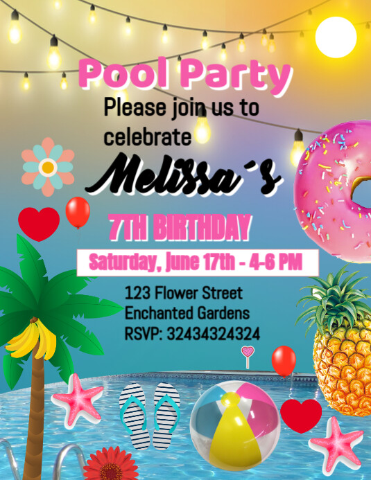 Blue Professional Pool Party Flyer (us Letter) Template | PosterMyWall