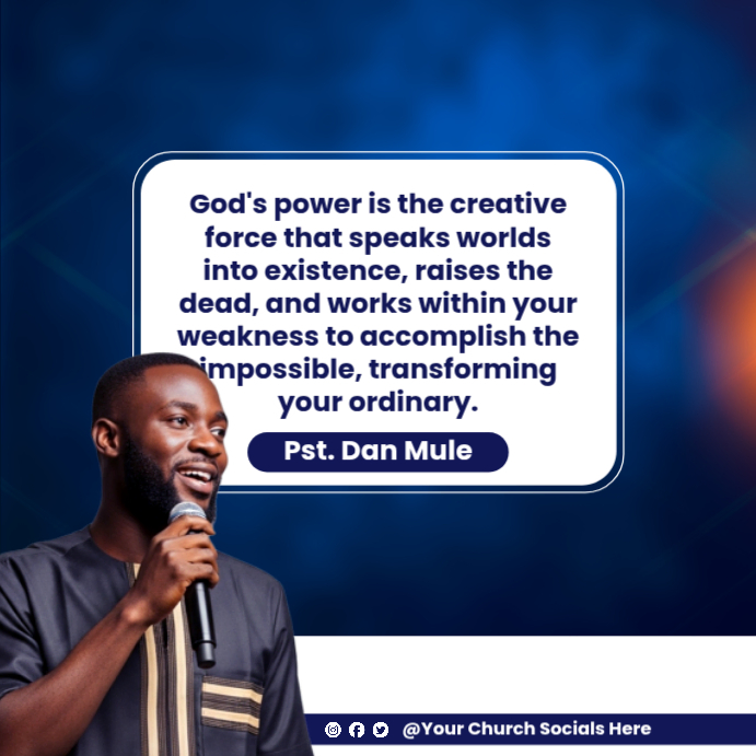 Blue Professional Powerful Sermon Quote Instagram Post Template ...