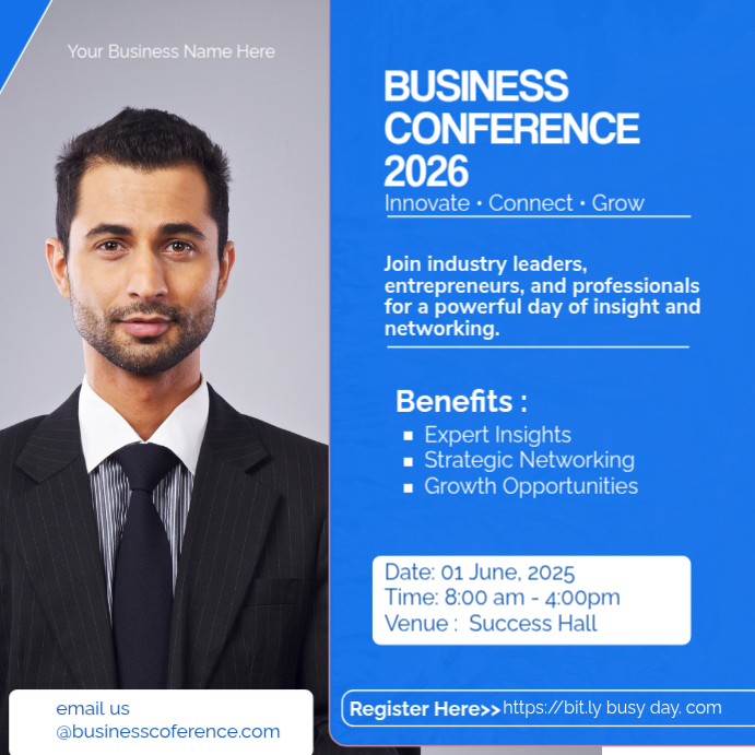 Blue Professional Professional Business Conference Flyer Instagram Post ...