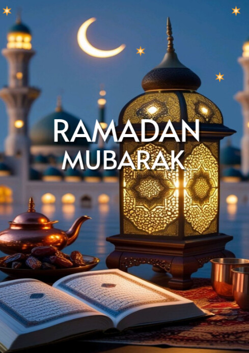 Blue Professional Ramadan Mubarak A4 Template | PosterMyWall