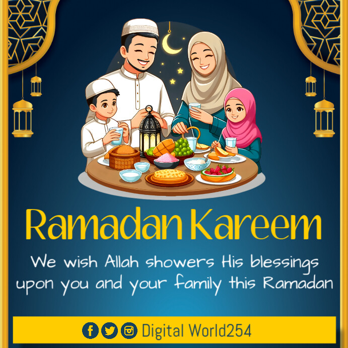 Blue Professional Ramadhan Kareem Post Instagram Post Template ...