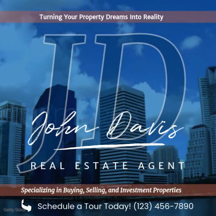 Plantilla de Blue Professional Real Estate Agent ad Square (1:1 ...