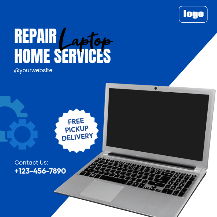 Blue Professional Repair Laptop Home Services Instagram Post Template ...