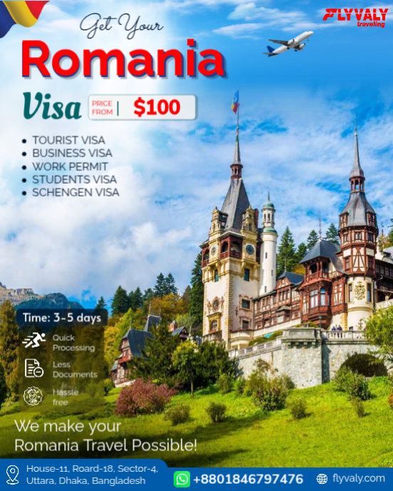 Blue Professional Romania Visa Processing Ads Design Template Instagram ...