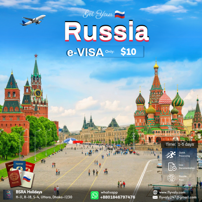 Plantilla de Blue Professional Russia Visa Processing Ads Design ...