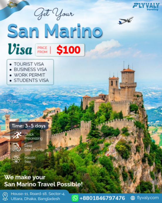 Blue Professional San Marino Visa Processing Ads Design Template ...