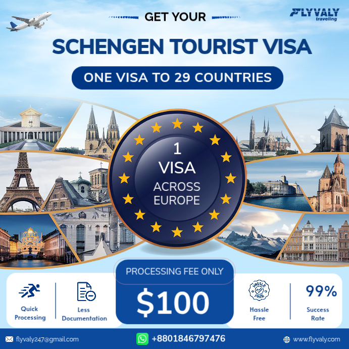 Blue Professional Schengen Visa Ads Design Template Instagram Post ...