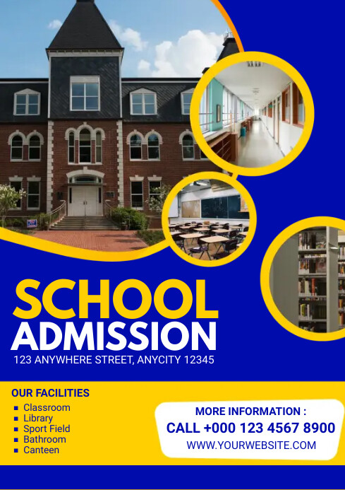 Blue Professional School Admission A4 Template | PosterMyWall