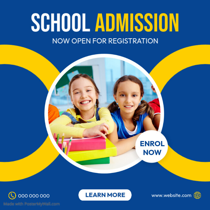 Blue Professional School Admission Instagram Post Template | PosterMyWall