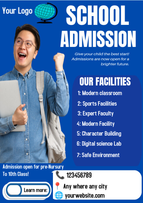 Copy of Blue Professional School Admission Open A2 | PosterMyWall