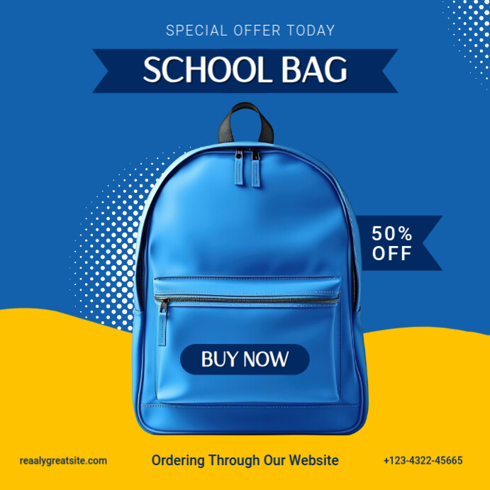 Blue Professional School Bag Instagram Post Template | PosterMyWall