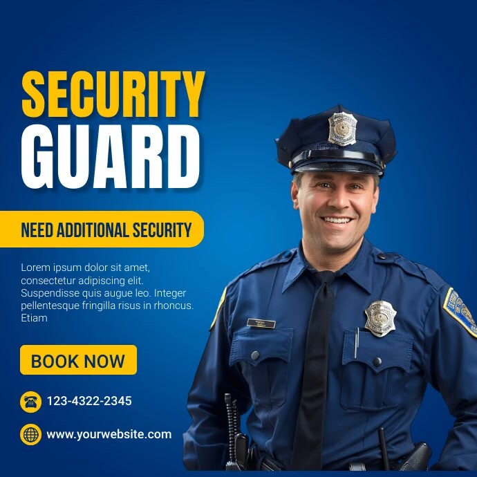 Copy of Blue Professional Security Guard Instagram Po | PosterMyWall