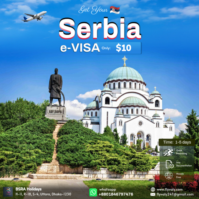Blue Professional Serbia Visa Processing Ads Design Template Instagram ...