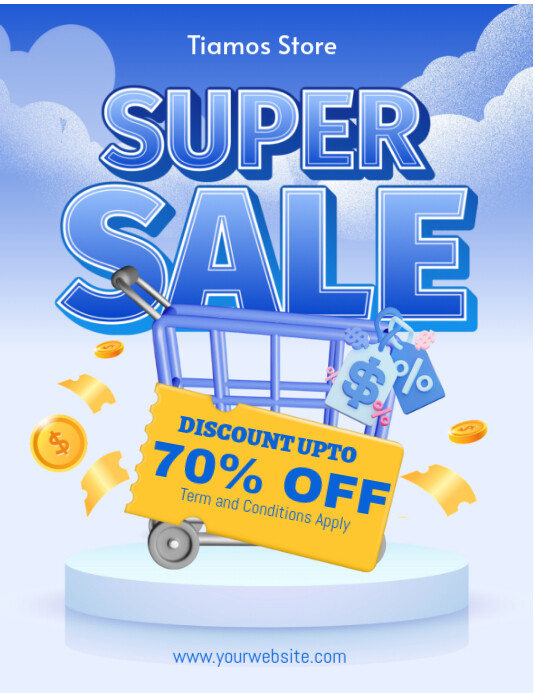 Blue Professional Shopping Discount Poster Flyer (us Letter) Template ...