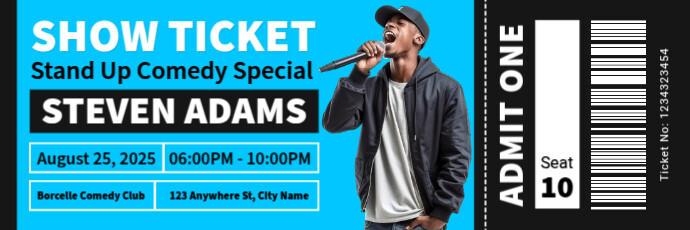 Blue Professional Show Ticket Twitter Banner Template | PosterMyWall