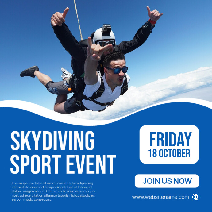 Copy of Blue Professional Skydiving Sports Instagram Post | PosterMyWall