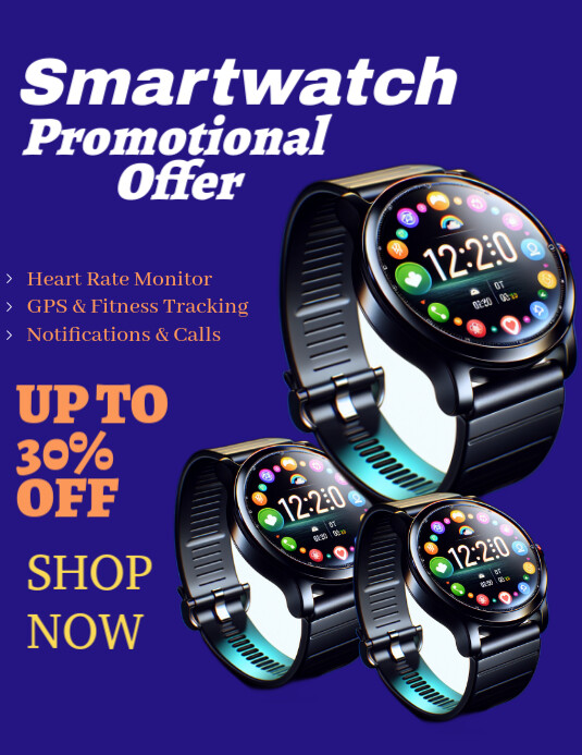 Copy of Blue Professional Smartwatch Promotion Flyer (us Letter ...